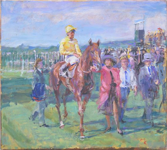 Michael Coote | A race horse and jockey entering a paddock, being lead ...