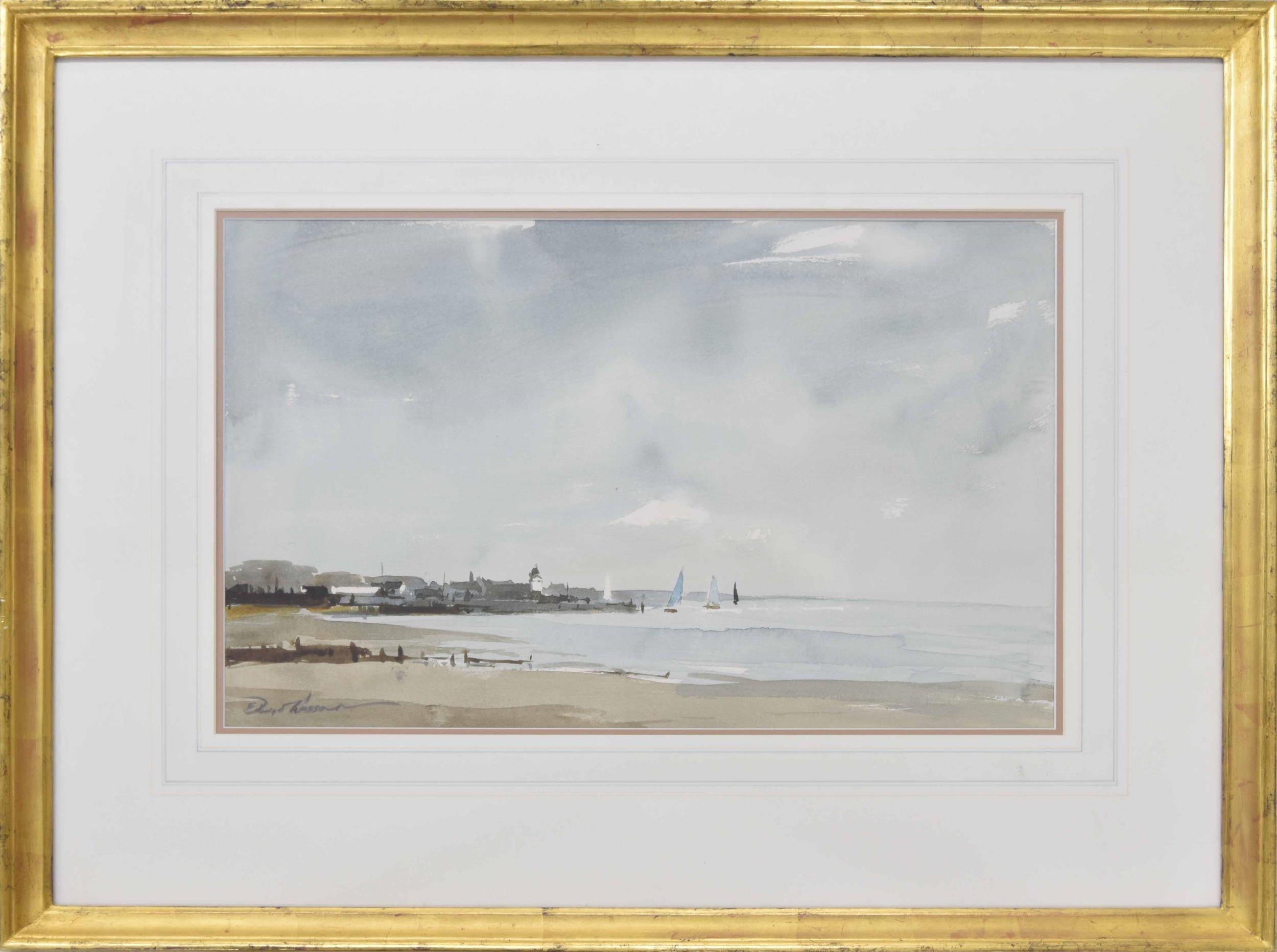 Edward Wesson | Coastal scene with yachts off a harbour | MutualArt