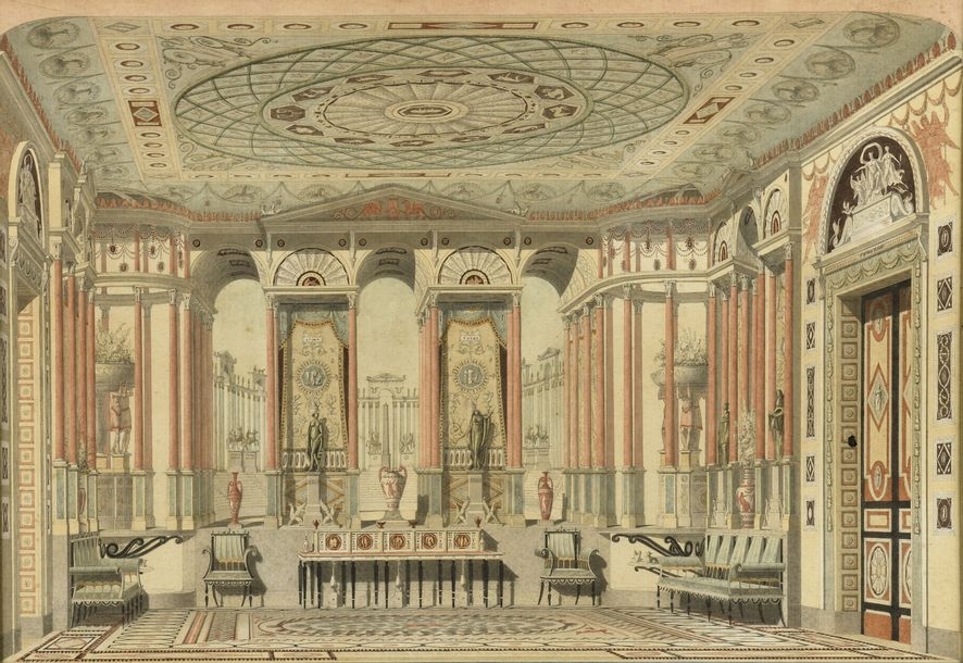 Jean Démosthène Dugourc | Projet de décor à l'étrusque pour un cabinet ...