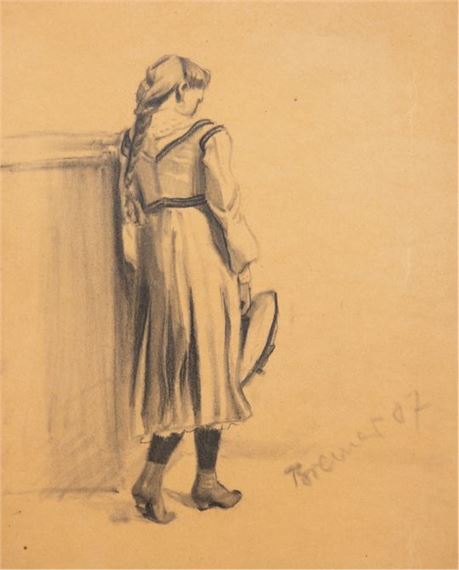 Hans Bremer | Mädchen mit geflochtenem Zopf (1885) | MutualArt