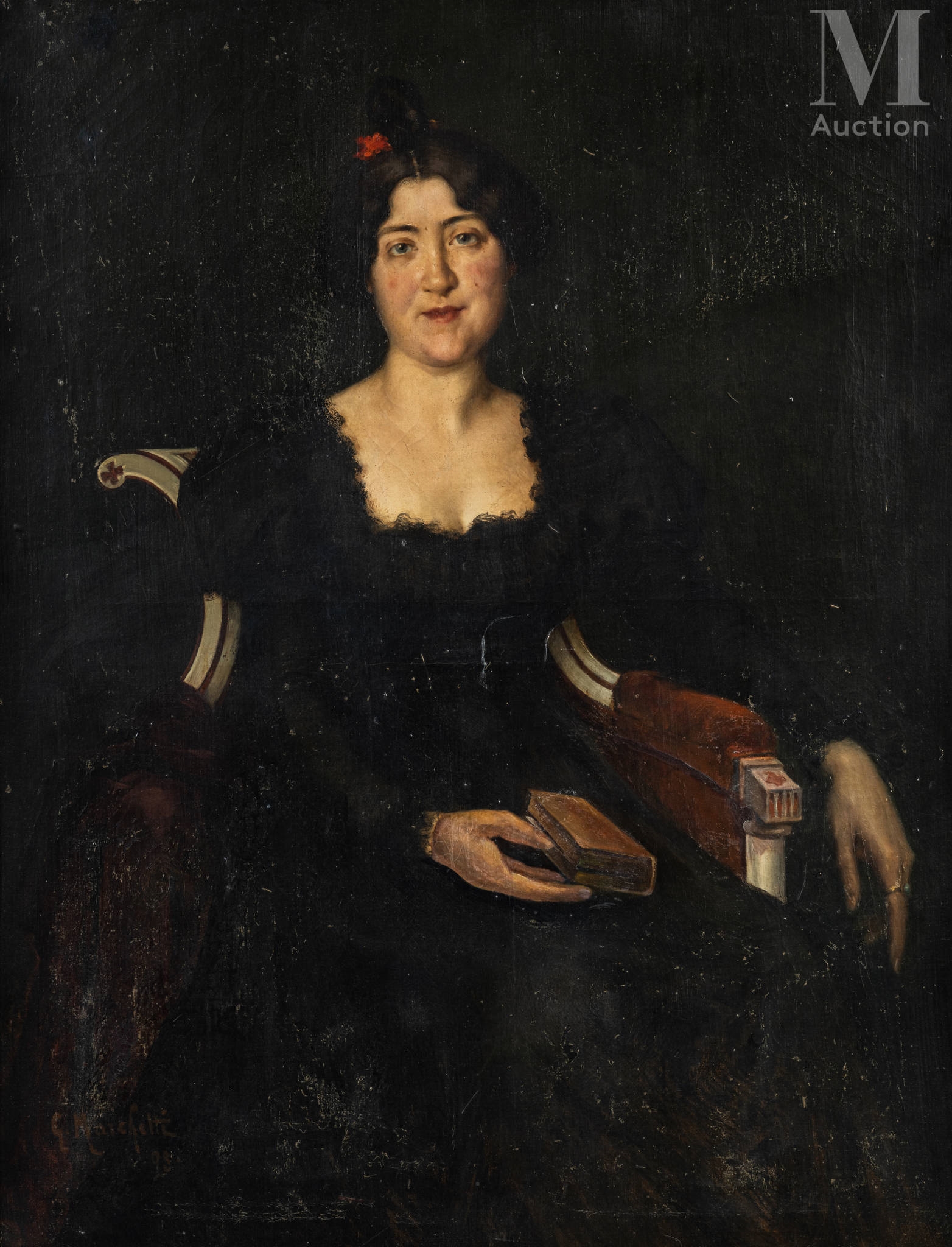 Ludovico Marchetti | Portrait de veuve tenant un livre | MutualArt