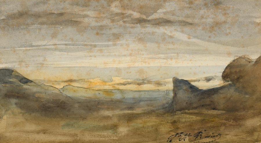 Francois-Auguste Ravier | Plain with blue hills | MutualArt