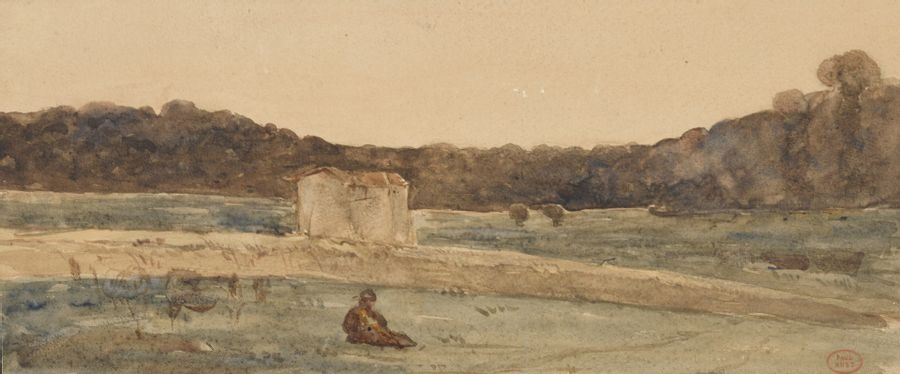 Paul Huët | Seated figure in a landscape | MutualArt