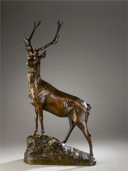 Maximillien Louis Fiot | Large stag on the lookout | MutualArt