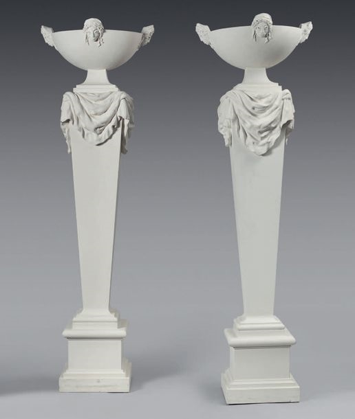 French School | Columns, hemispherical basin with four women's heads ...