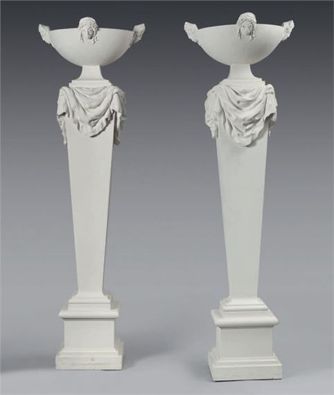 French School | Columns, hemispherical basin with four women's heads ...