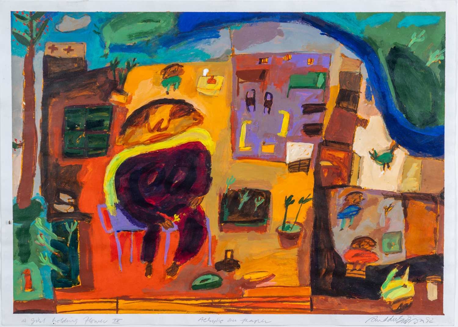 Quddus Mirza | A Girl with Flower IX (1982) | MutualArt