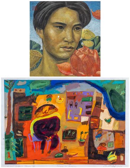 Quddus Mirza | A Girl with Flower IX (1982) | MutualArt