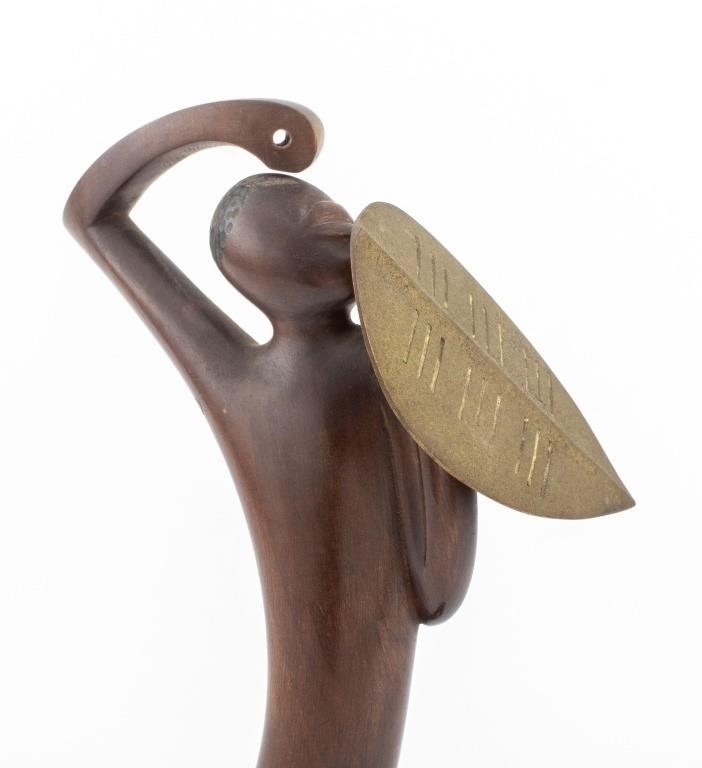 Karl Hagenauer | Hagenauer Manner Wood Shield Wielder Sculpture | MutualArt