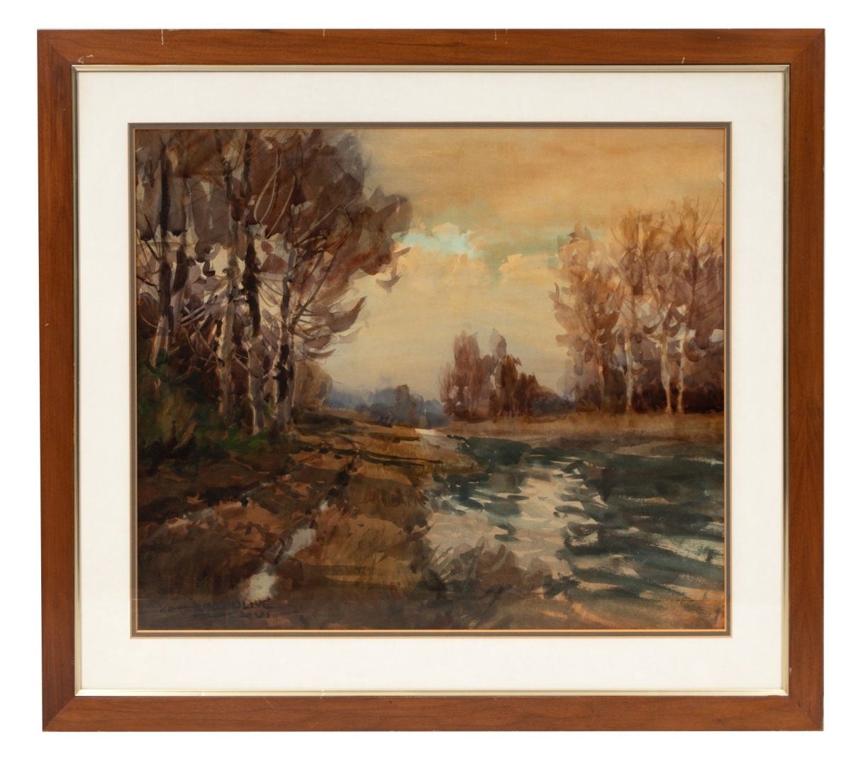 Ceferino Olivé | Paisaje con río y árboles | MutualArt