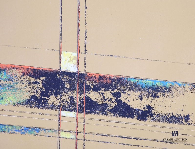 Max Mitau | Abstract composition with vertical lines and circle | MutualArt