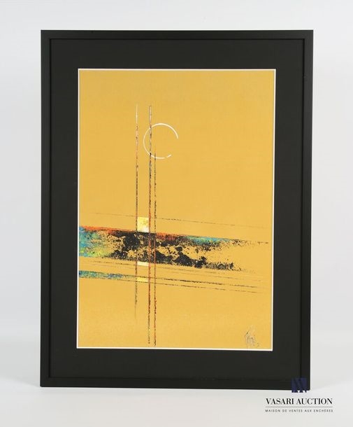 Max Mitau | Abstract composition with vertical lines and circle | MutualArt