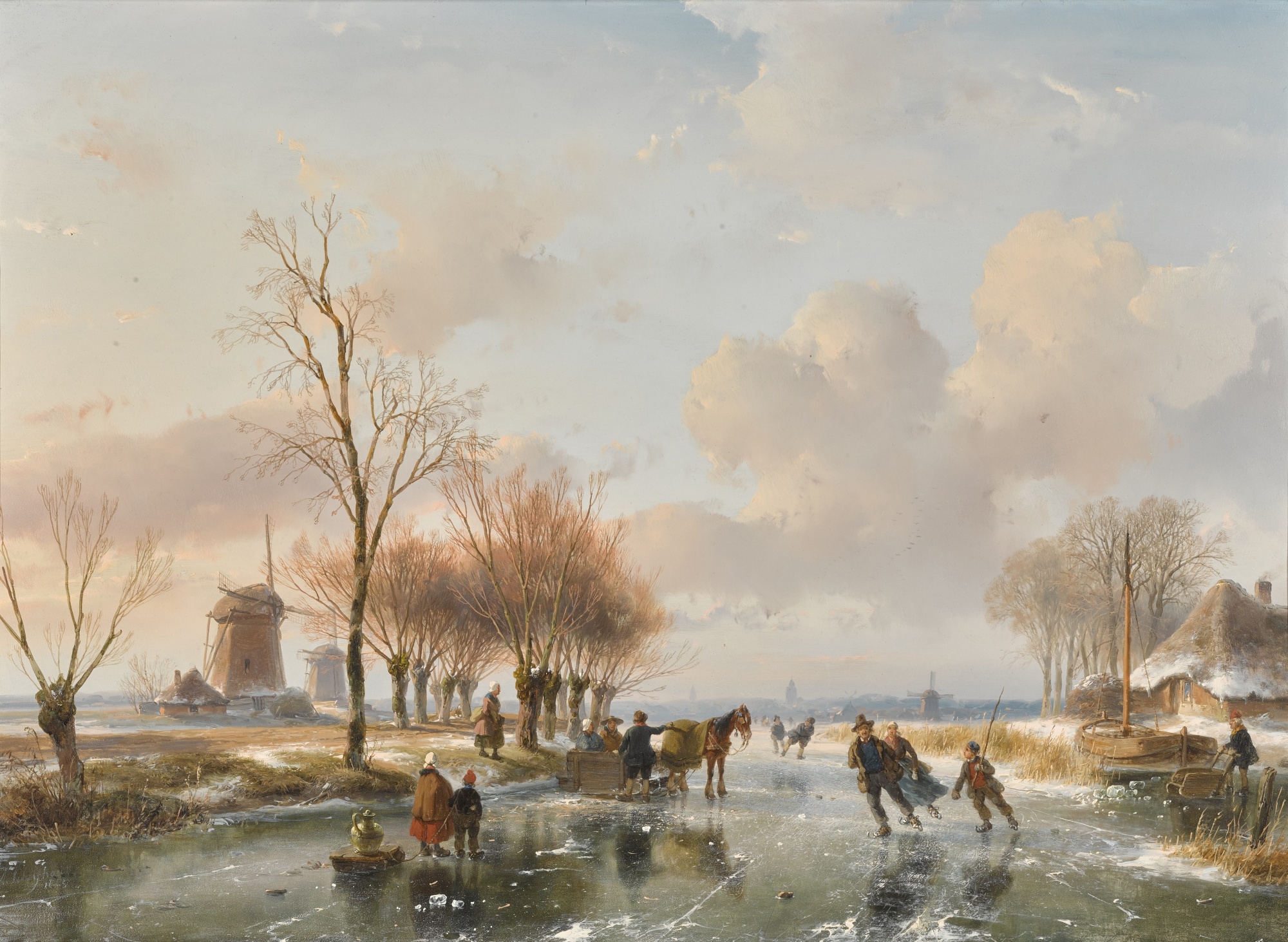 Andreas Schelfhout | A Mill at the Edge of a Dutch Town (1845) | MutualArt