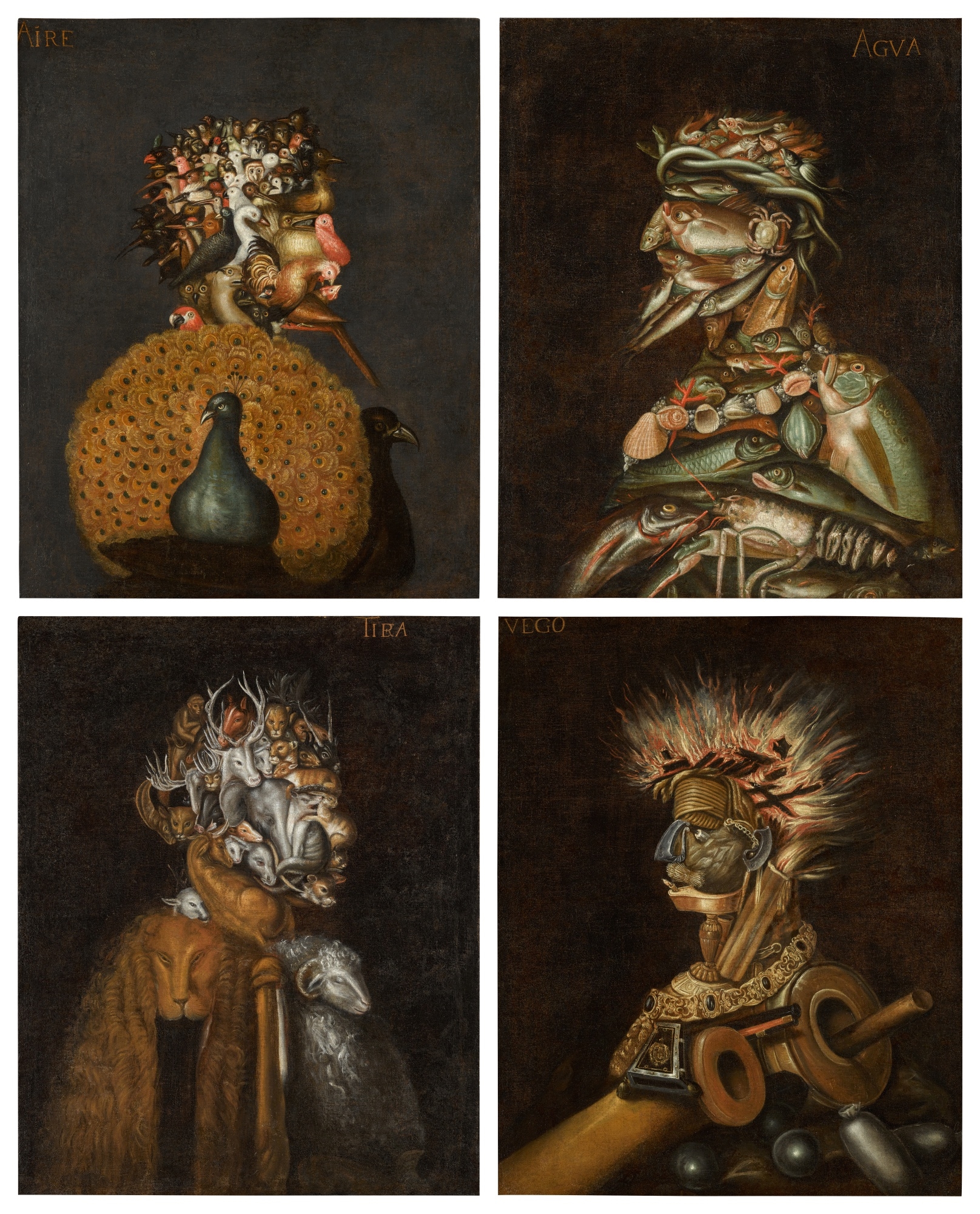 Giuseppe Arcimboldo | The Four Elements: Earth, Air, Wind, Fire | MutualArt