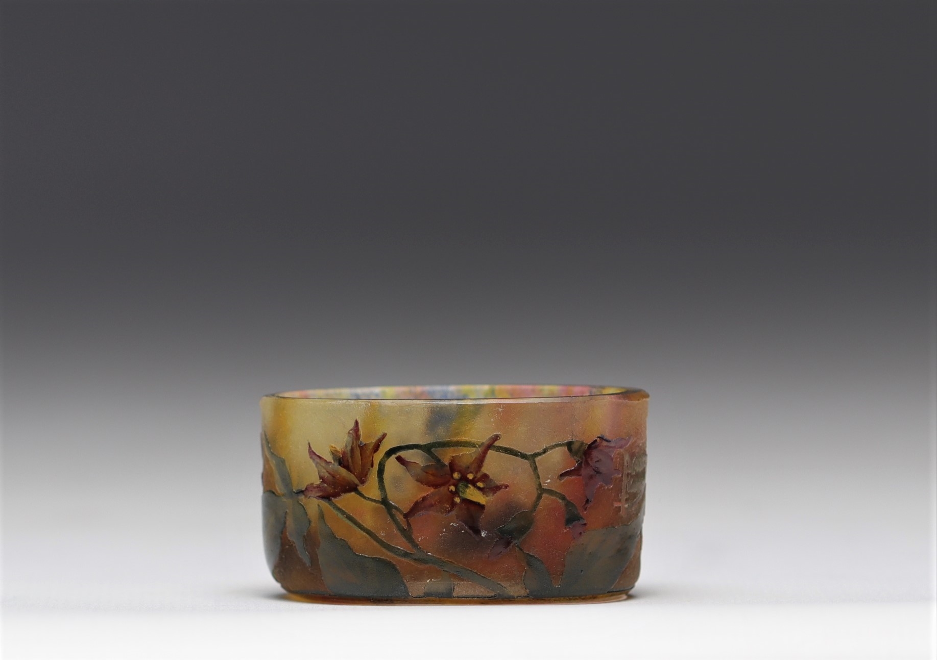 Daum Frères | Daum Nancy acid-etched salt cellar decorated with flowers ...