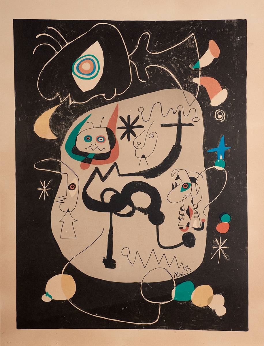 Joan Miró | DANCER LISTENING TO AN ORGAN IN A GOTHIC CATHERDAL (1945 ...