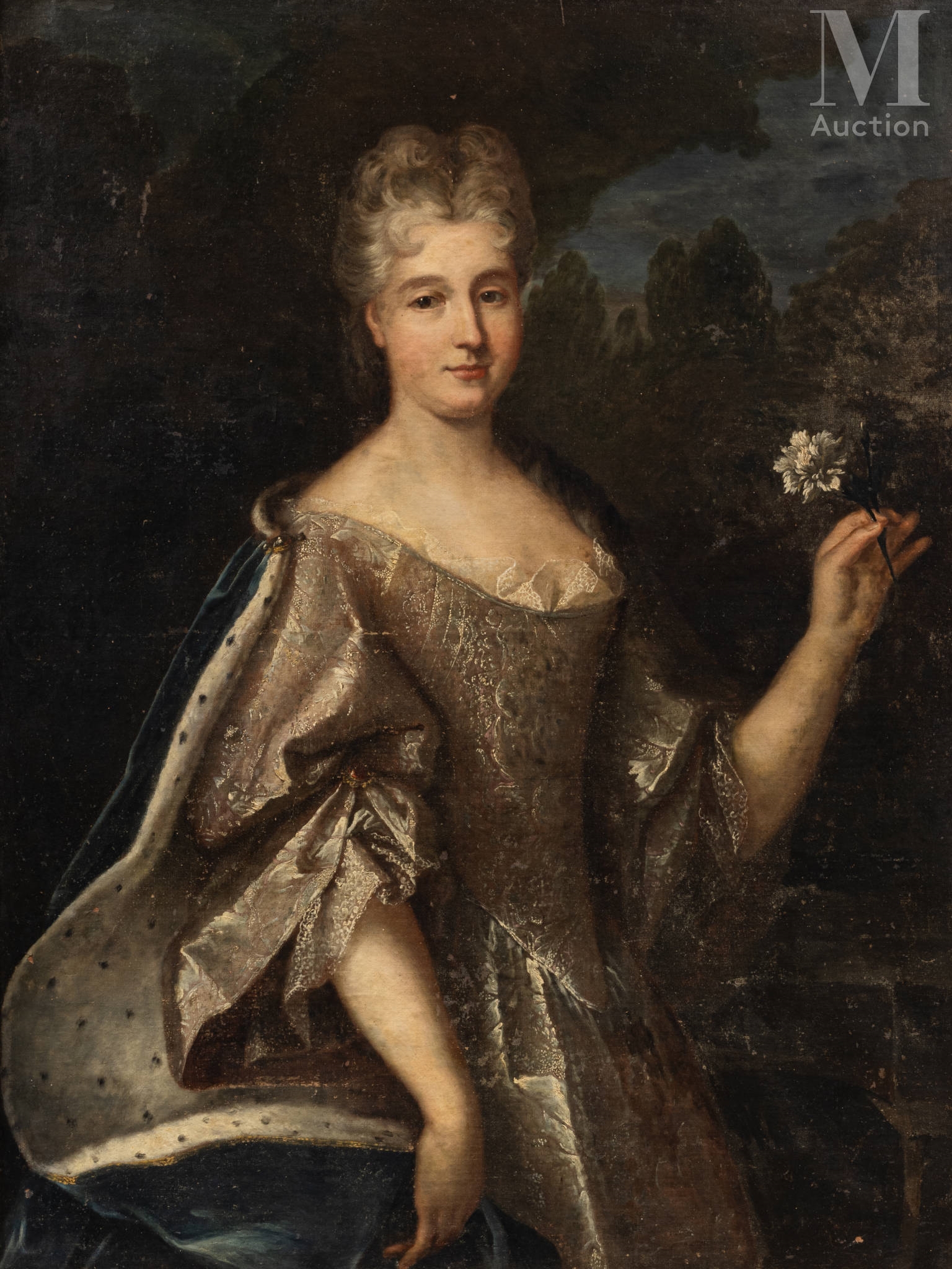 Jean-François de Troy | Portrait de jeune femme tenant une fleur ...