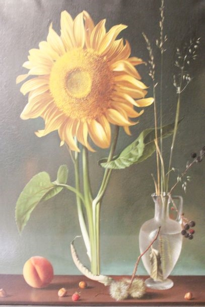 Fernand Renard | Still life with sunflower | MutualArt
