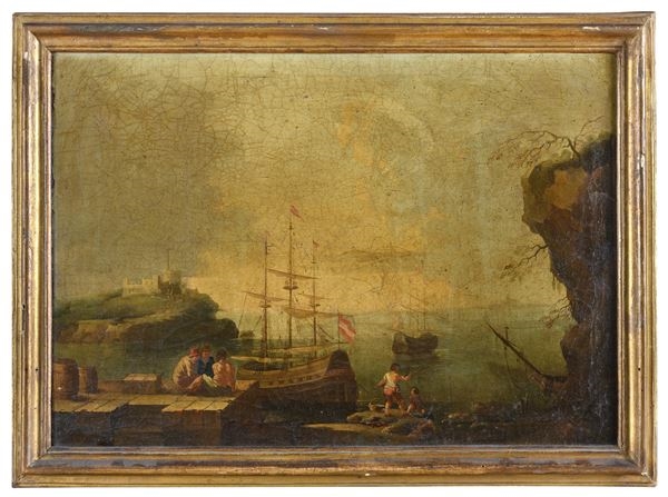 Dutch School, 19th Century | VEDUTA PORTUALE CON PESCATORI | MutualArt