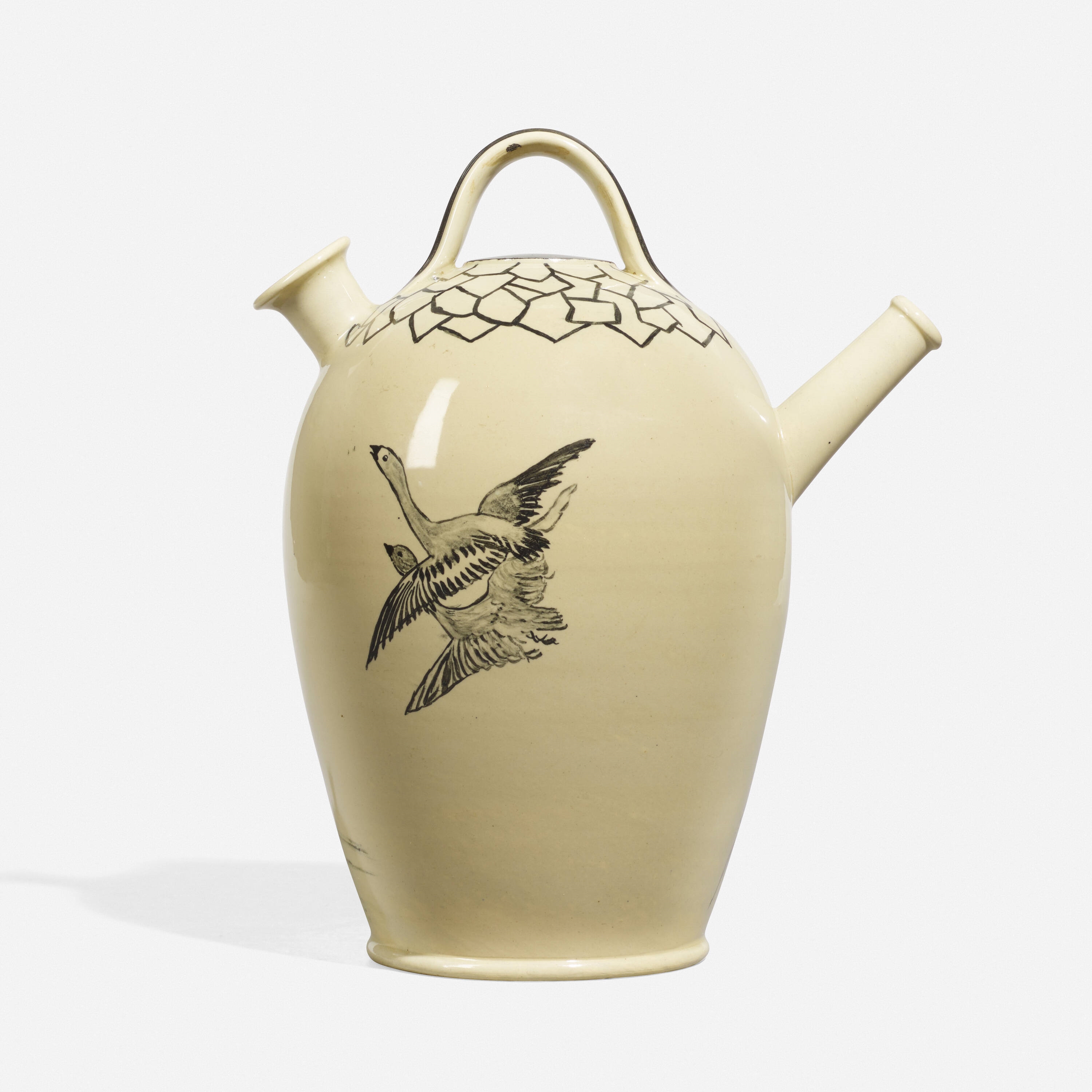 Rookwood Pottery | Limoges style Spanish water jug with geese flying ...
