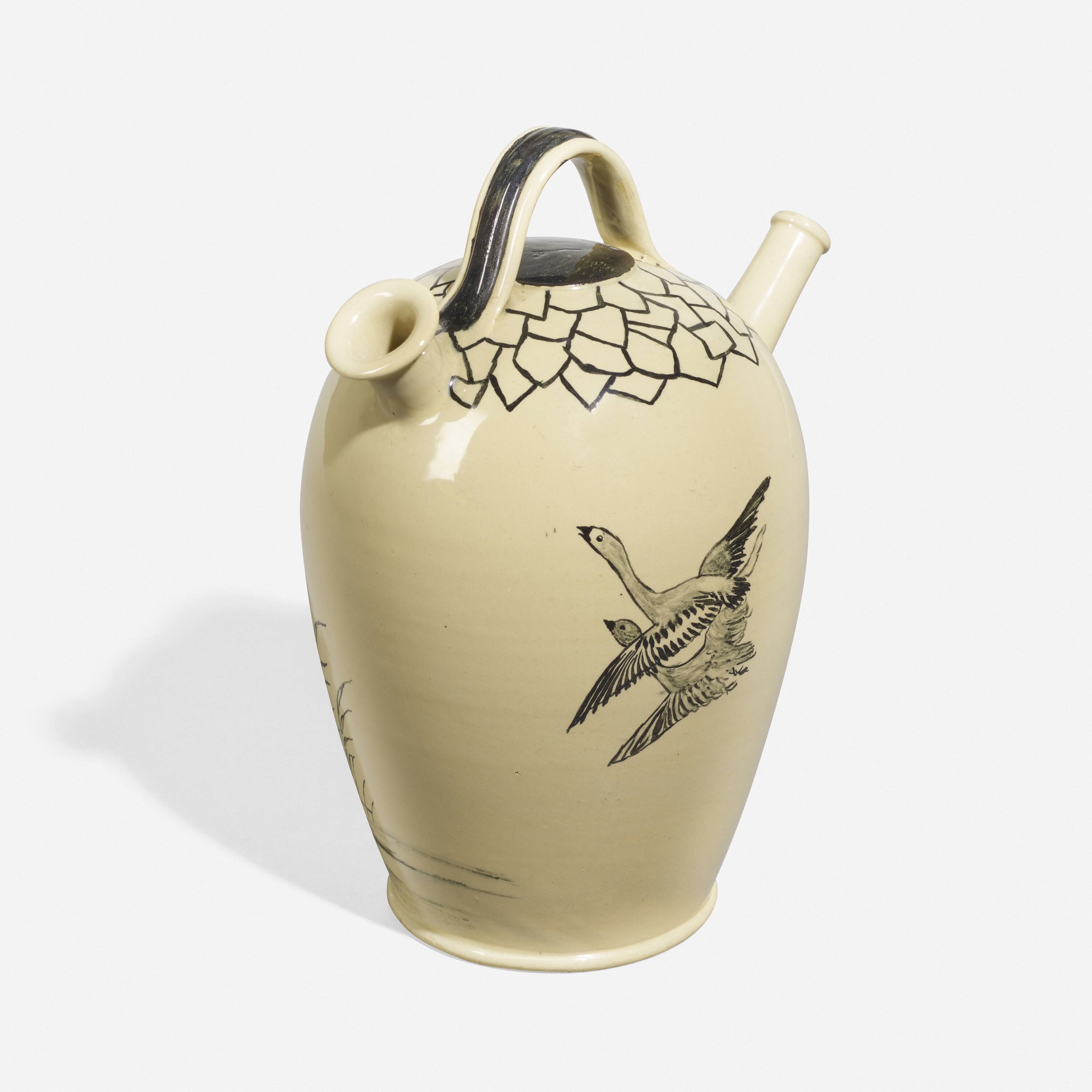 Rookwood Pottery | Limoges style Spanish water jug with geese flying ...