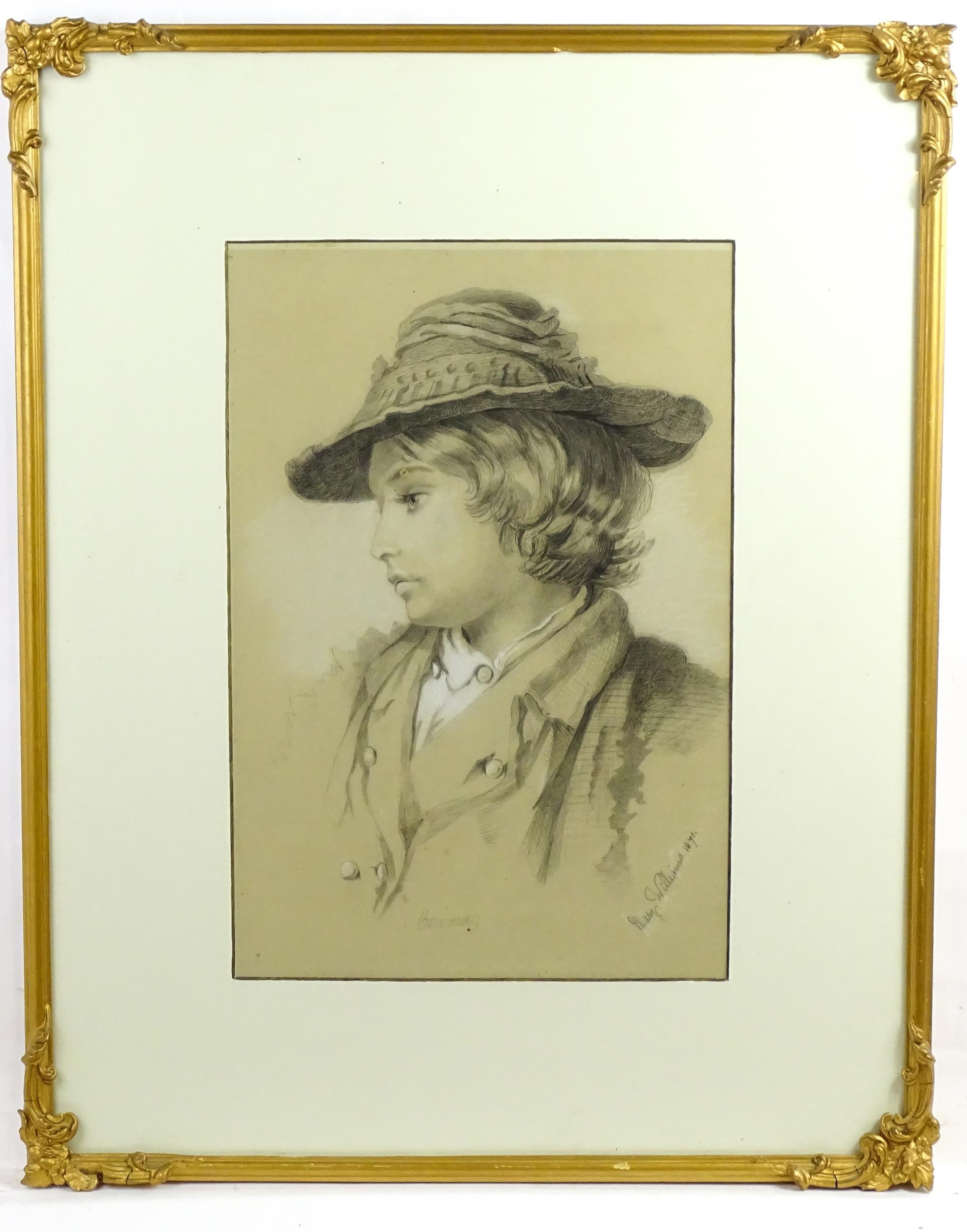 Mary Williams | A portrait of a young boy in a hat (1871) | MutualArt