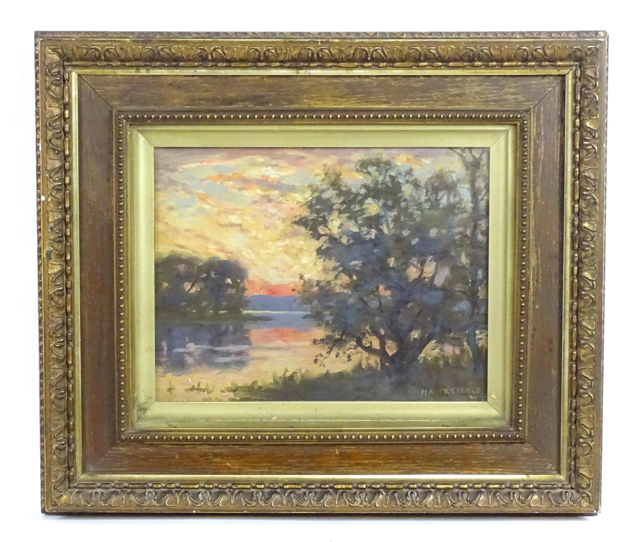 Harry Spence | A wooded river landscape at sunset | MutualArt