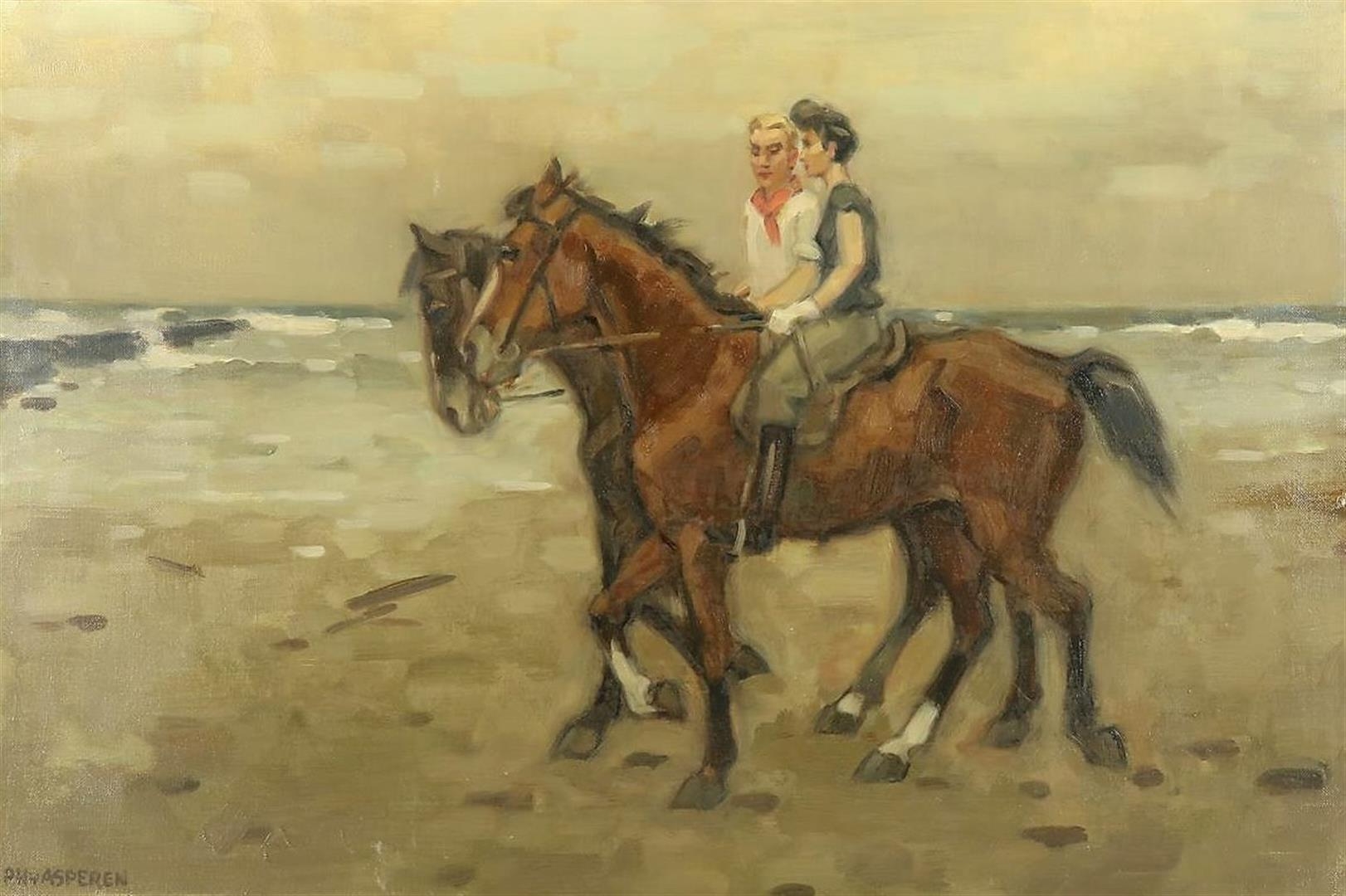 Piet Hein van Asperen | Paardrijden op het strand, | MutualArt