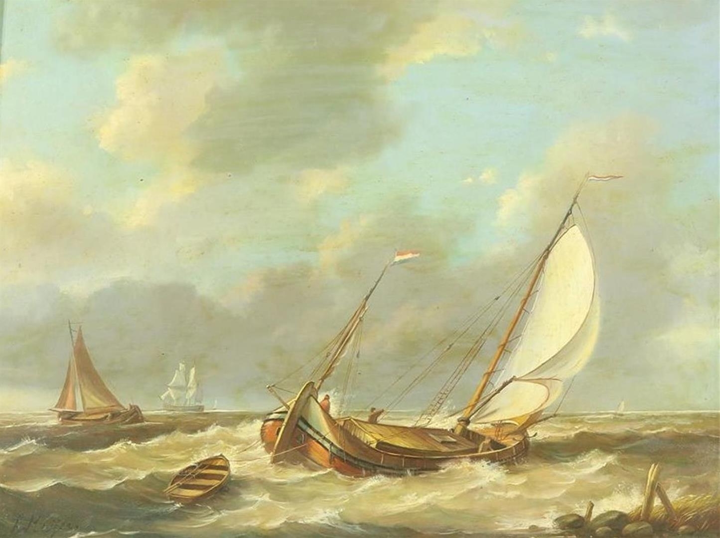 Johan Hendrik Louis Meijer | Zeilschepen op zee | MutualArt