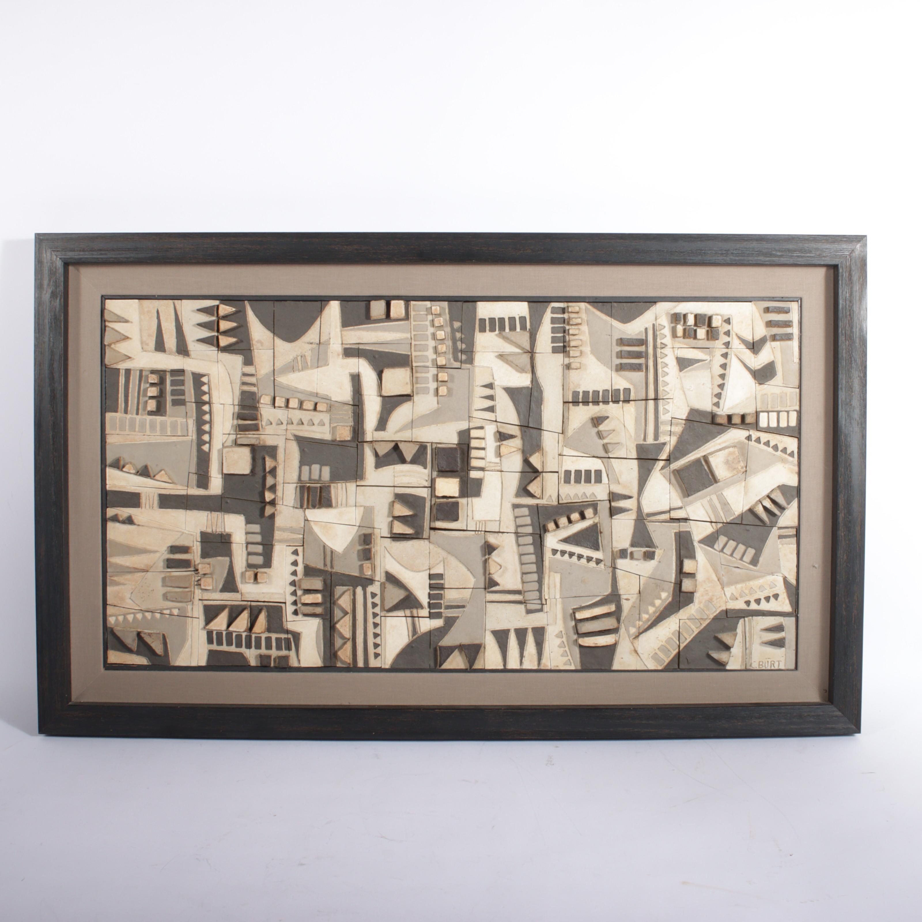 Clyde Burt | MCM abstract bas relief mosaic | MutualArt