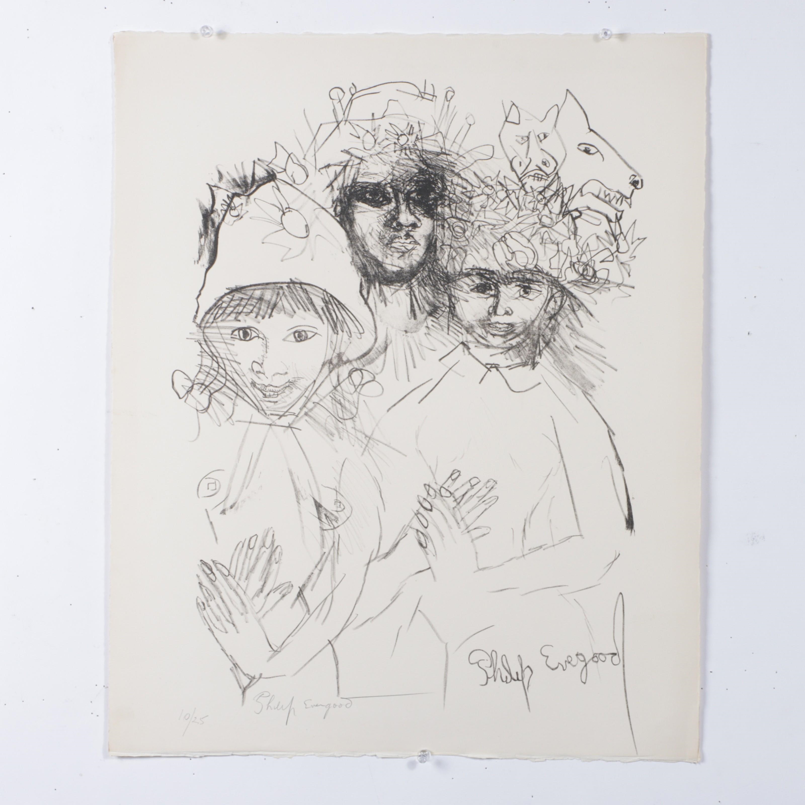 Philip Evergood | figures and dogs (20th Century) | MutualArt