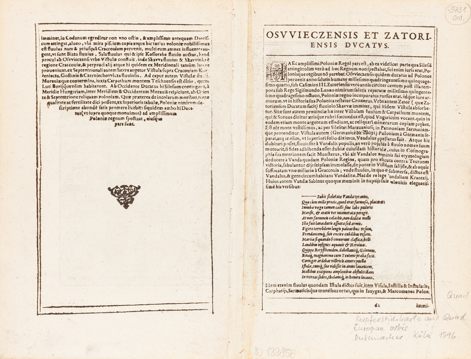 Matthias Quad | Map of the Duchy of Oswiecim and Zator (1596) | MutualArt