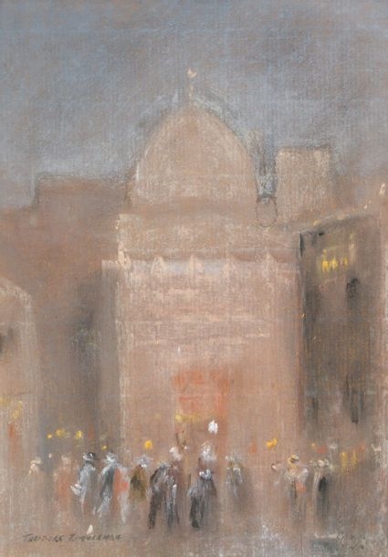 Theodore Zimmerman | The crowd in front of the mosque | MutualArt