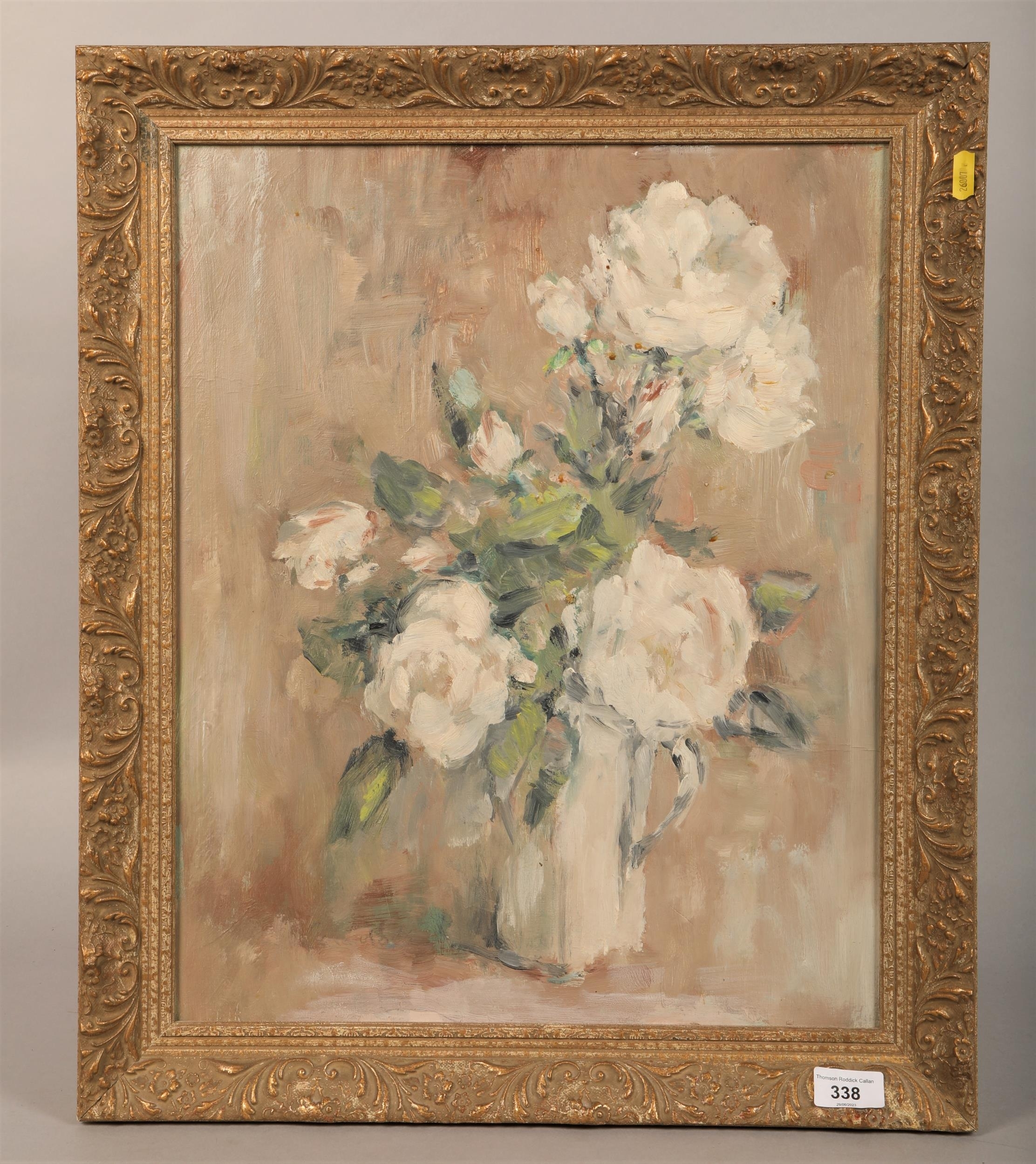 Lena Robb | 'Still life with white roses' | MutualArt