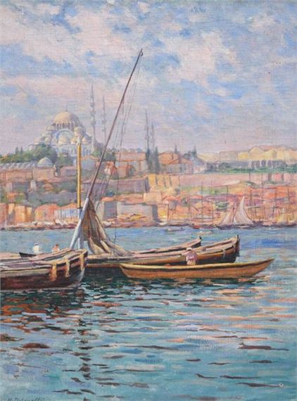 Henri Delavallee | Feluccas in the Port of Constantinople | MutualArt