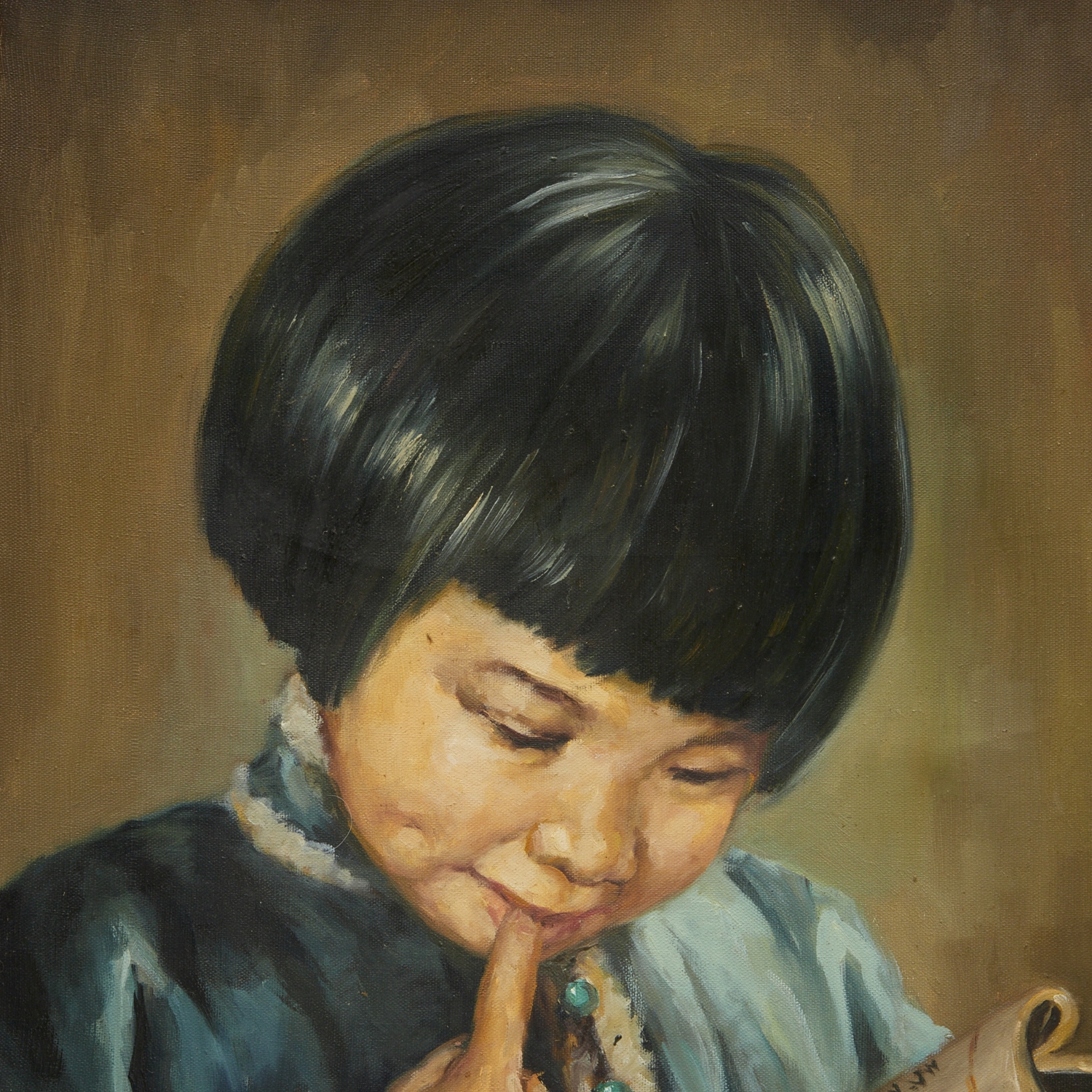 Wai Ming | Portraits of Young Boy in Hat and Girl Reading (1938 ...
