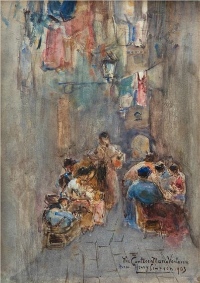 Henry Simpson | Animated southern Italian street scene (1903) | MutualArt
