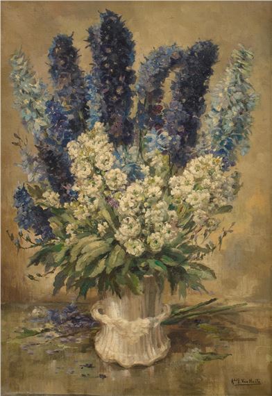 Adolf Van Neste | Still life with lilacs | MutualArt