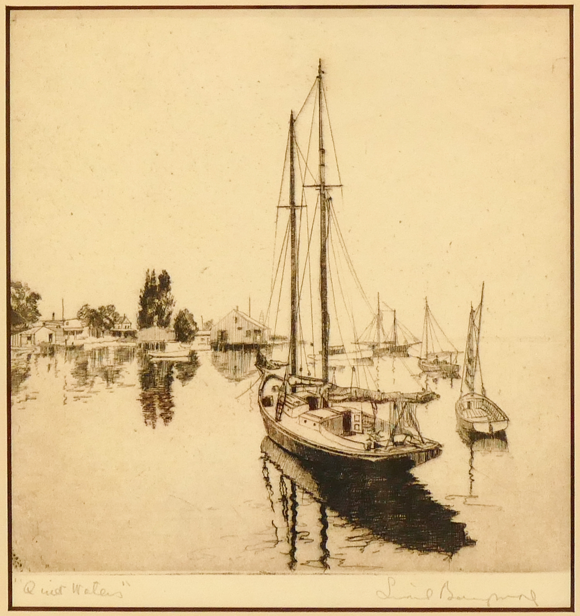 Lionel Barrymore | ''QUIET WATERS'' SIGNED ETCHING | MutualArt