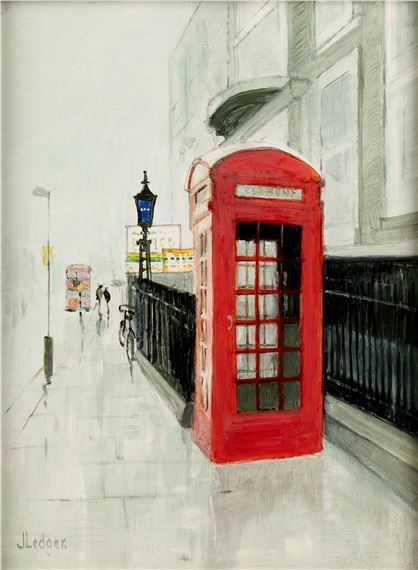 Janet Ledger | Street with telephone box | MutualArt