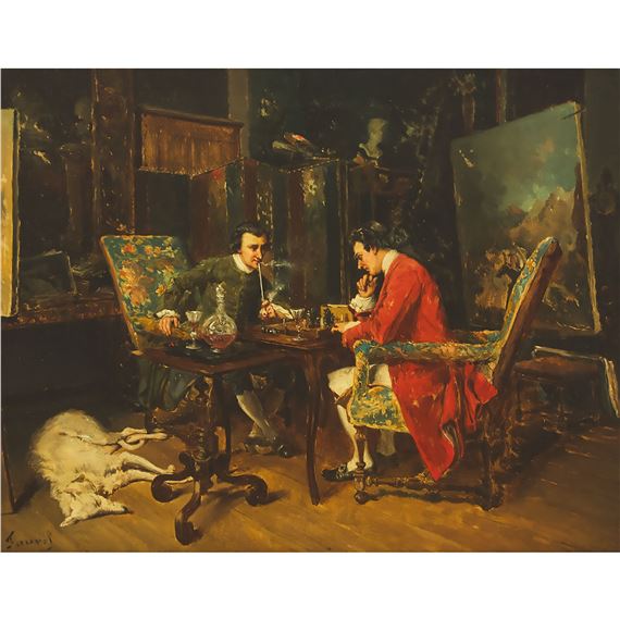 Auguste Favel | GENTLEMAN PLAYING CHESS | MutualArt