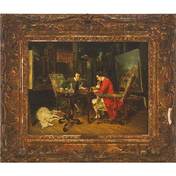 Auguste Favel | GENTLEMAN PLAYING CHESS | MutualArt
