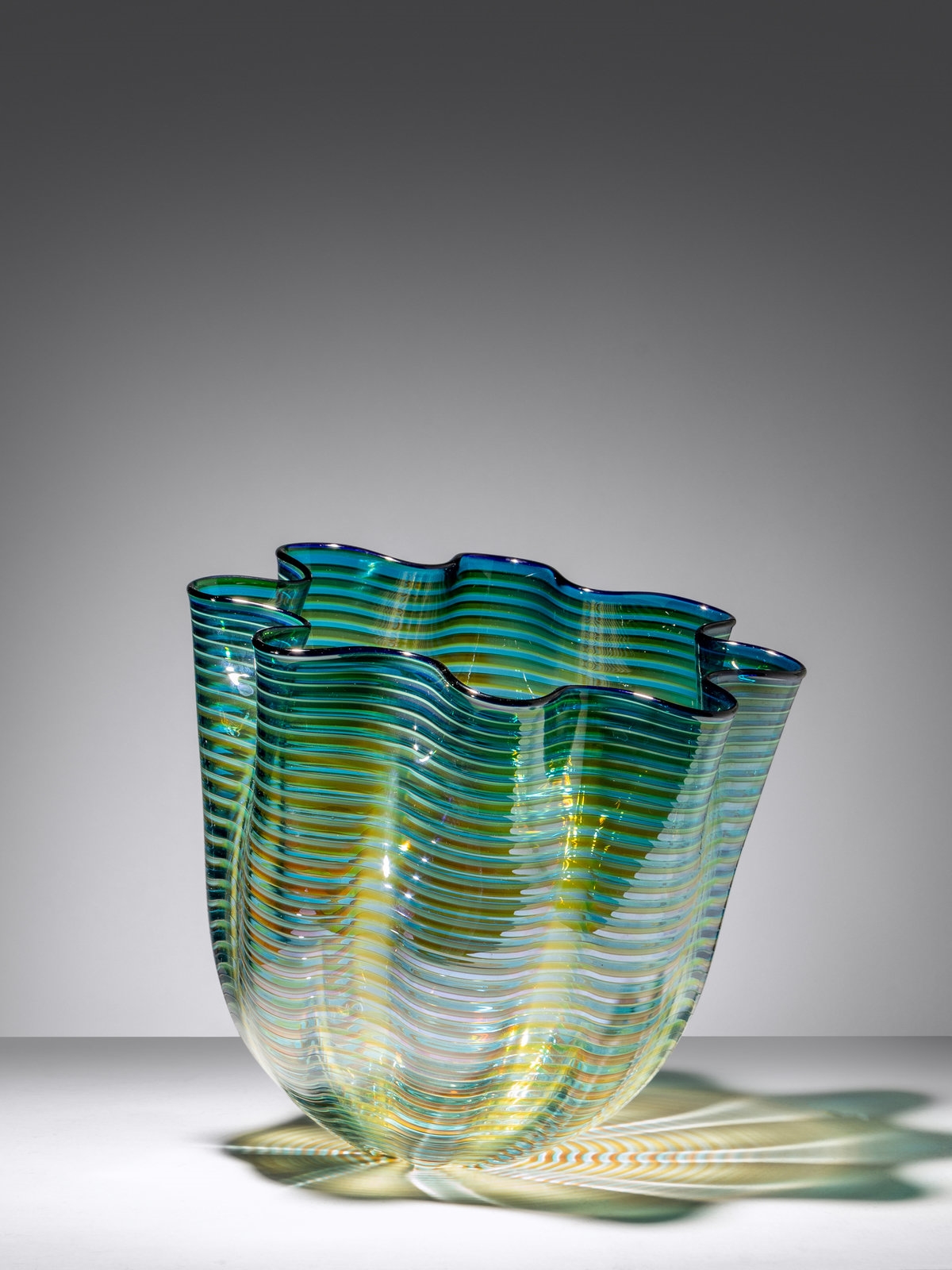 Dale Chihuly | Blue Seaform Persian Basket with Amber Body Wrap | MutualArt