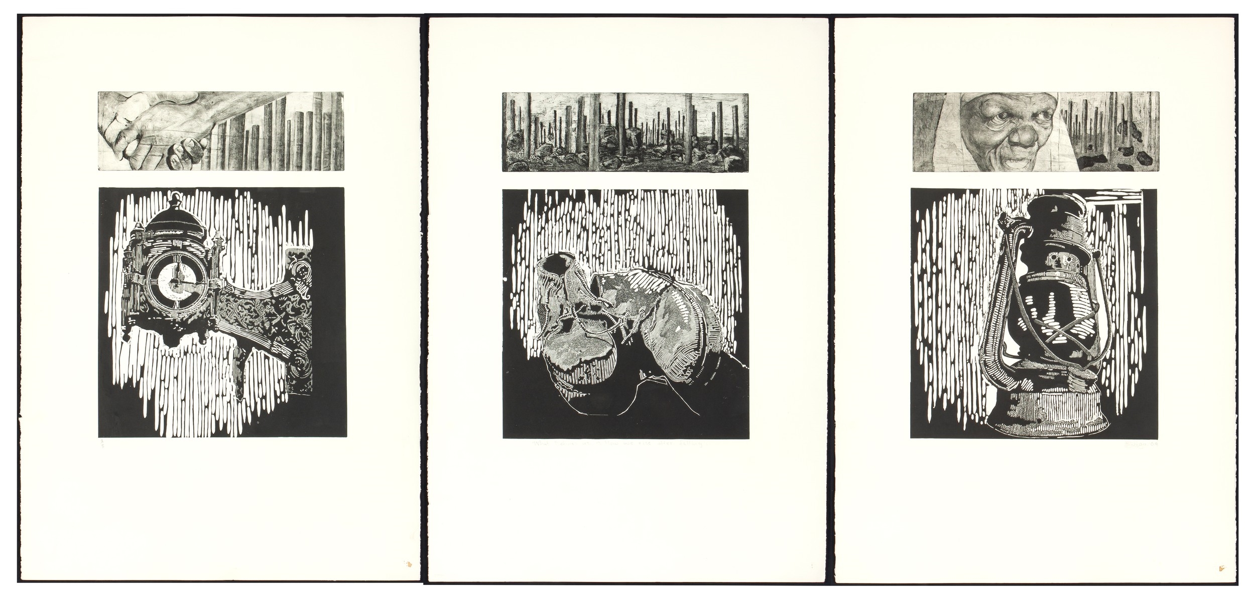 Bambo Sibiya | WHAT DEFINES US IS HOW WE RISE AFTER FALLING, triptych | MutualArt