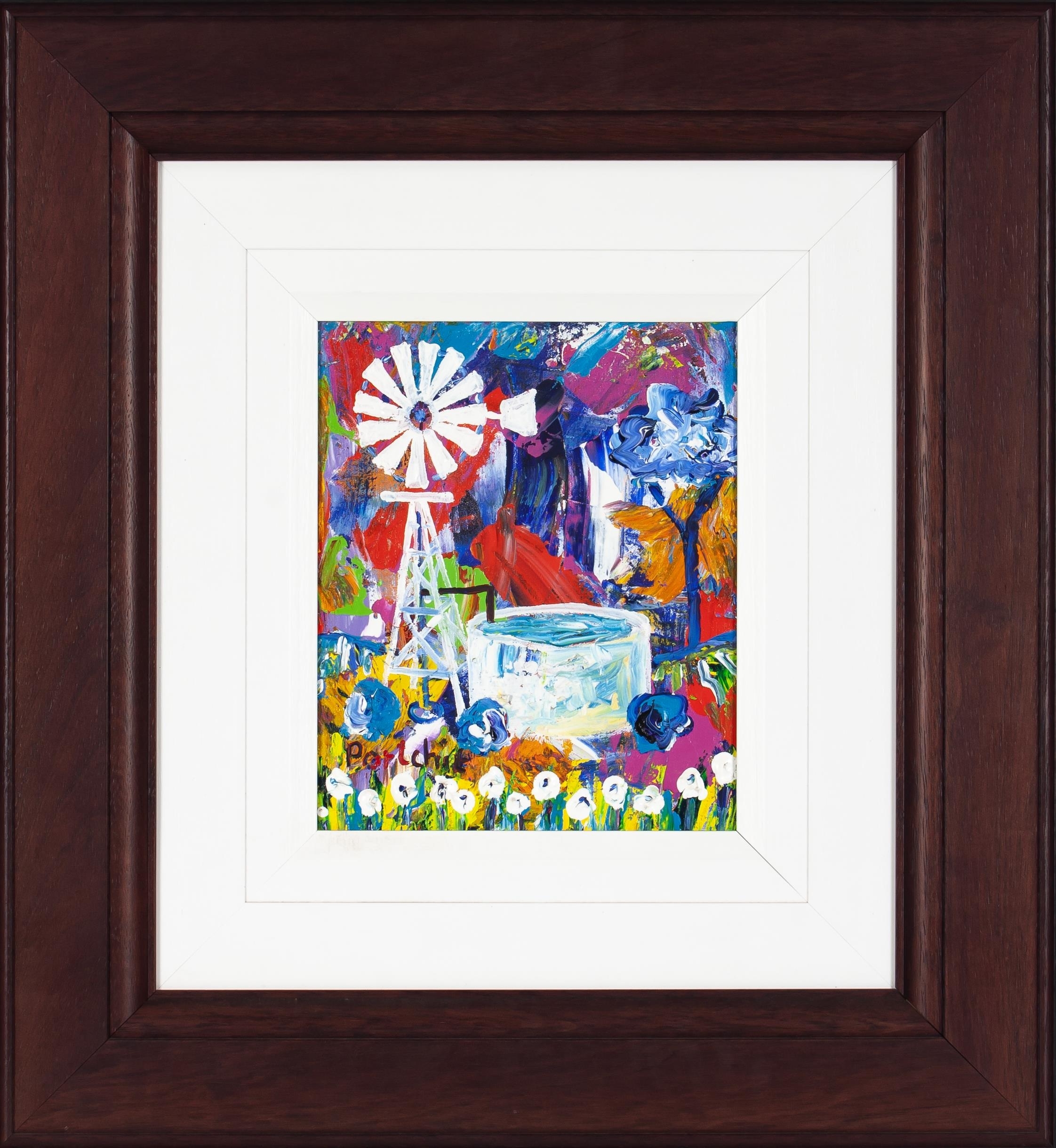 Portchie | LANDSKAP MET WINDPOMP DAM EN EEN BLOU BOOM | MutualArt