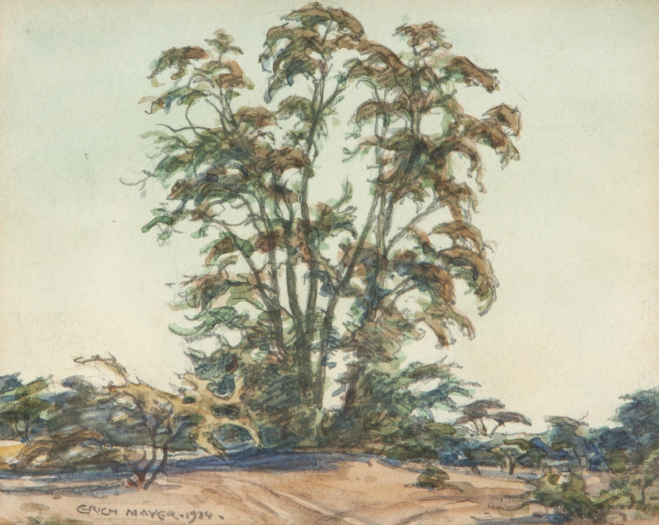 Erich Mayer | LARGE TREE IN LANDSCAPE (1939) | MutualArt
