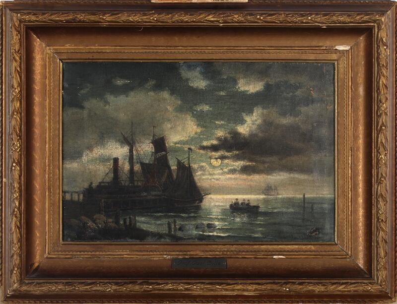 Carl Ludwig Bille | A coastal scene with a small harbour in the ...