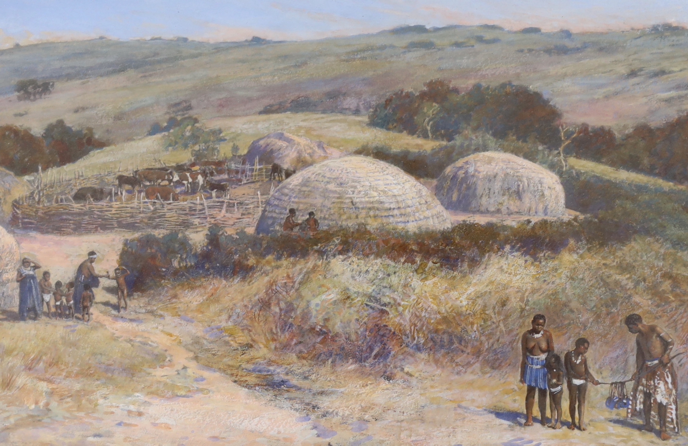 Thomas William Bowler | African natives beside a kraal | MutualArt