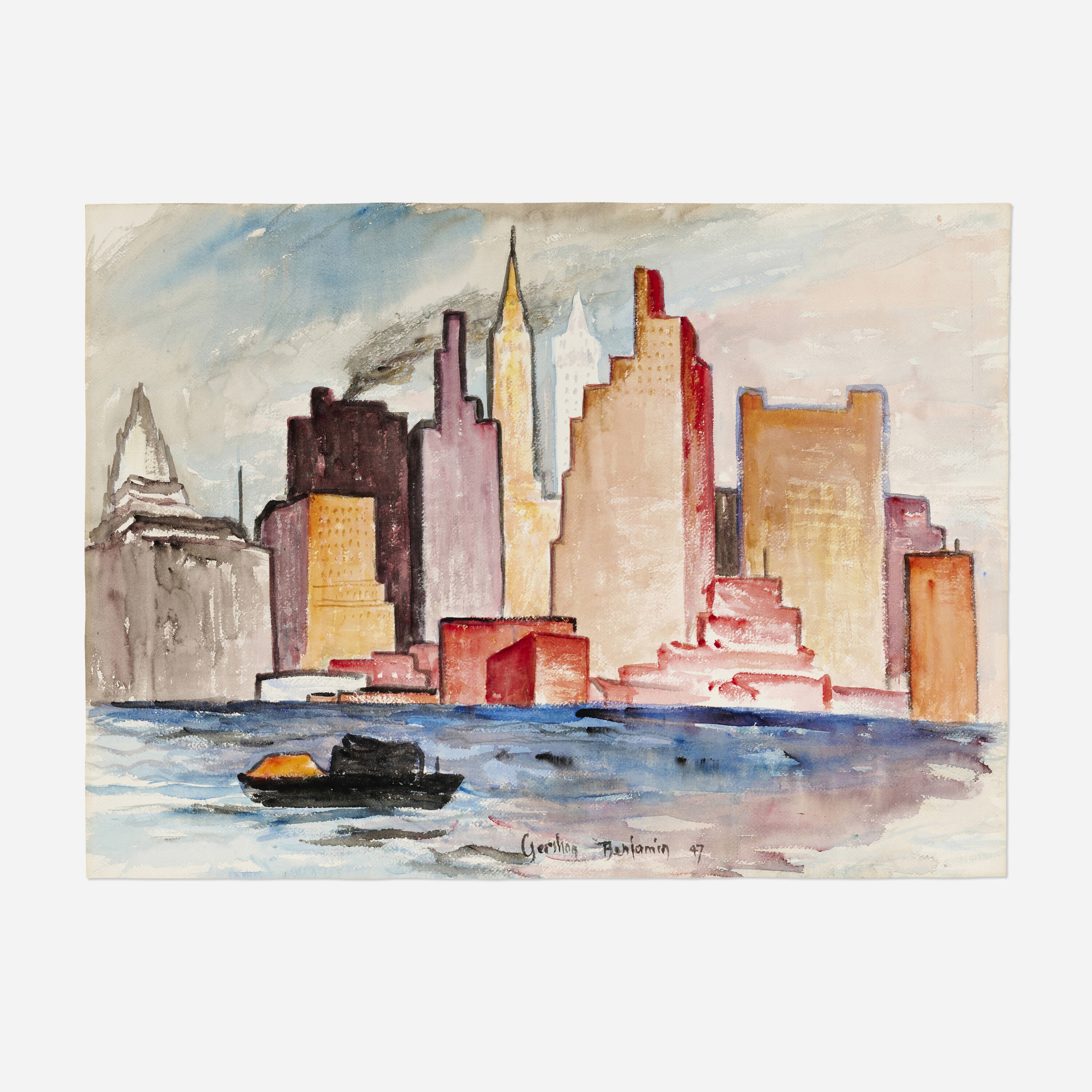 Gershon Benjamin | New York Skyline (1947) | MutualArt