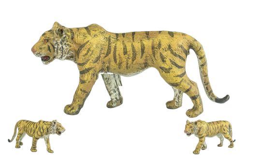 Franz Bergman‏ | Cold Painted Bronze of a Tiger in a prowling pose ...